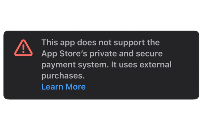Apple places warnings on EU apps that don’t use App Store payments